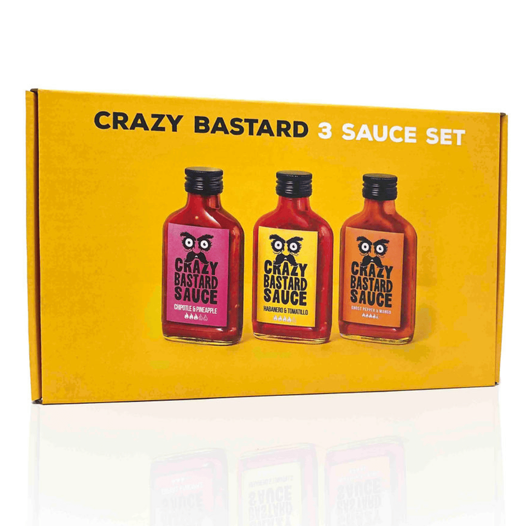 Best Sellers | 3 Bottle Chilli Sauce Box Gift Set – Crazy Bastard Sauce